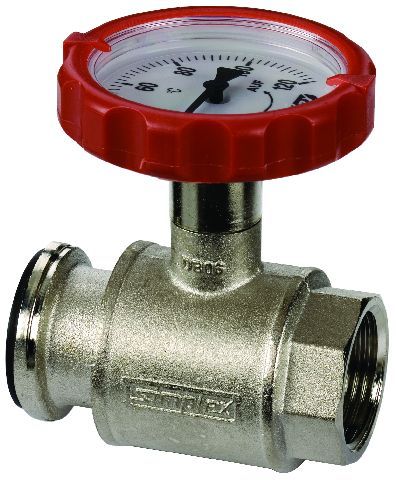 Simplex Pumpenkugelhahn PN 16 F, Gew. , Thermometergriff, rot | DN25 (1 ...