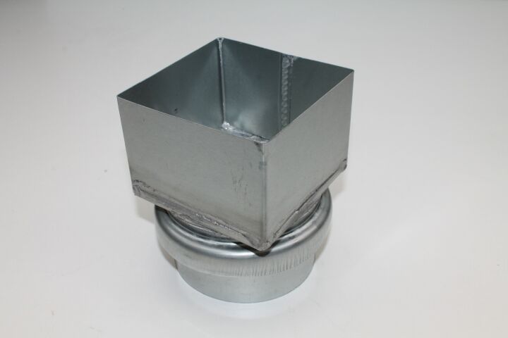 Titanzink Kasten-Fallrohr-Uebergang auf Standrohr rund 100mm | Zink ...