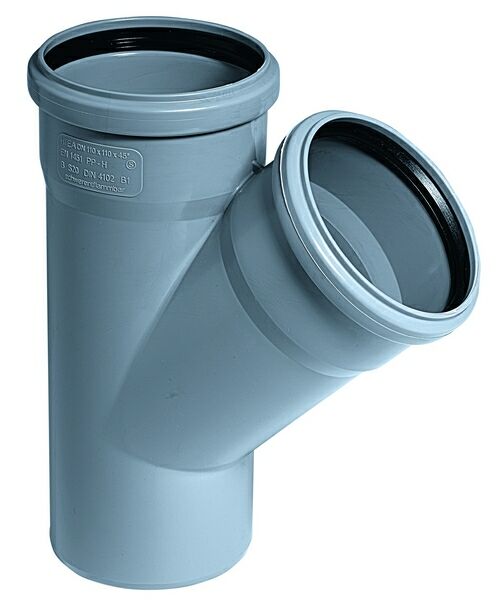 HT-Abzweig DN 50 x 50mm, 45 Grad | HT-Rotstrich | Abflussrohre und Formstuecke | Installation ...